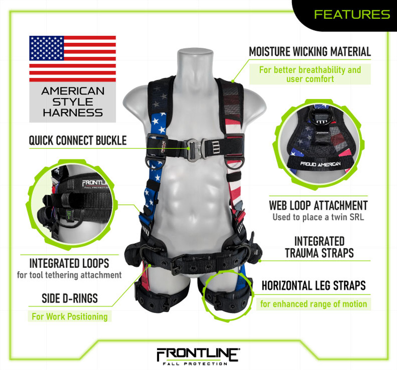 Frontline American Safety Harness | Critical Tool