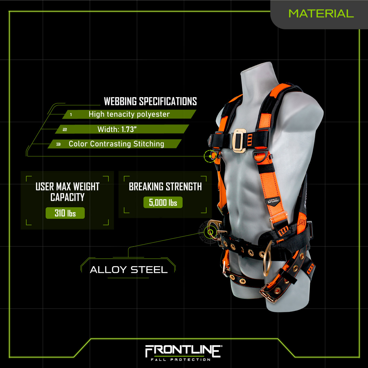 Frontline Combat Construction Fall Harness S | Critical Tool