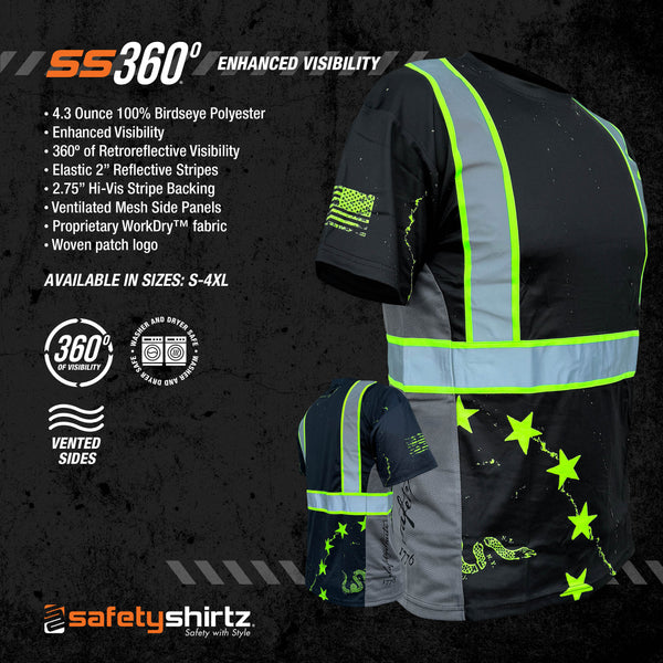 Black Reflective Safety Shirt | SS360 Stealth 1776 Betsy Ros