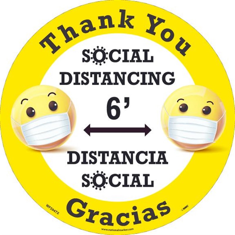 Bilingual Social Distance Floor Sign Emoji | CriticalTool