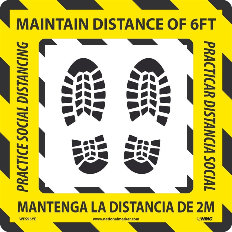 Bilingual Social Distance Floor Sign Square | CriticalTool