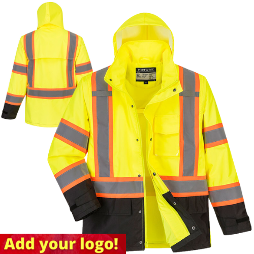 Portwest US361 Hi-Vis Yellow TwoTone Raincoat | CriticalTool
