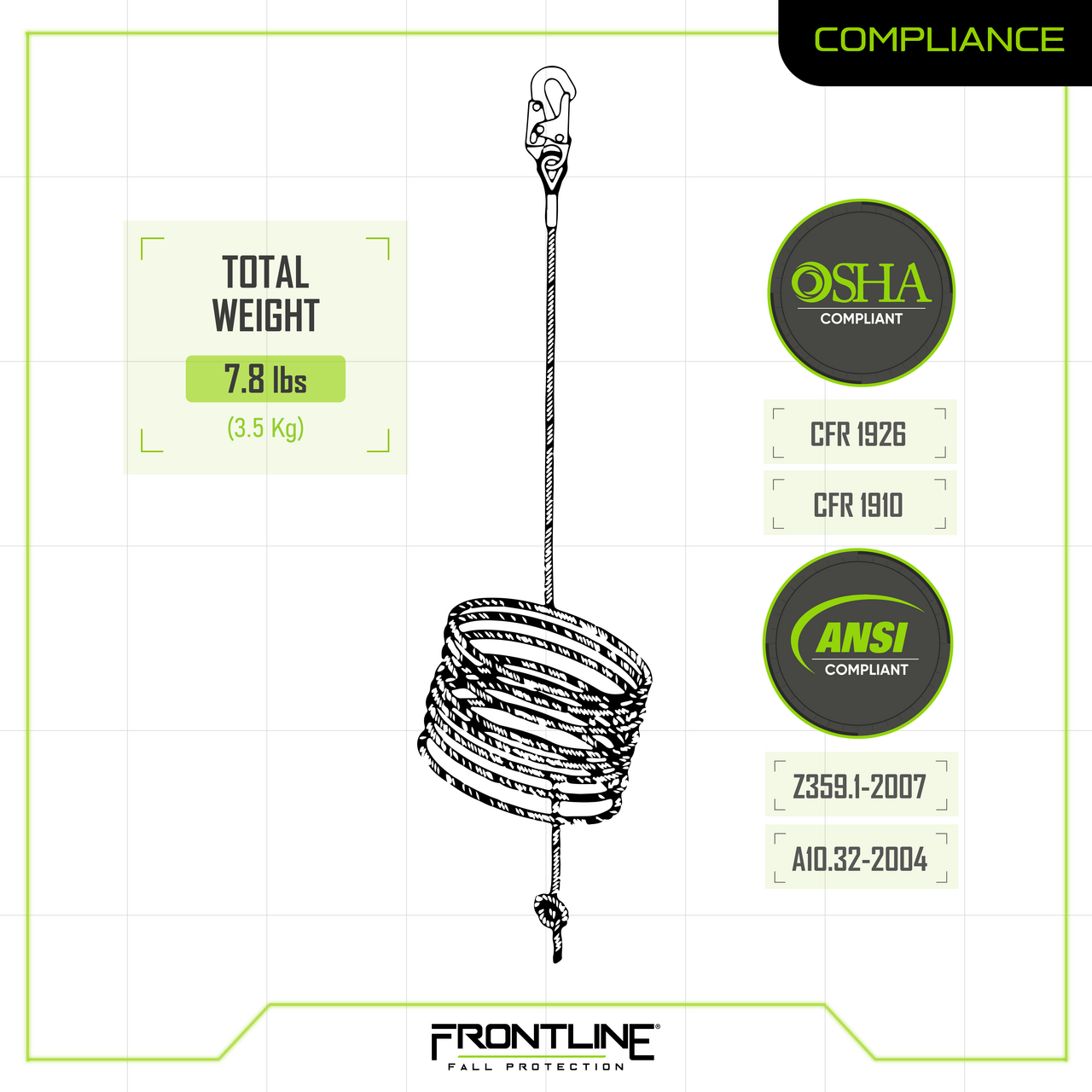 Frontline Premium 50' Vertical Lifeline | Critical Tool
