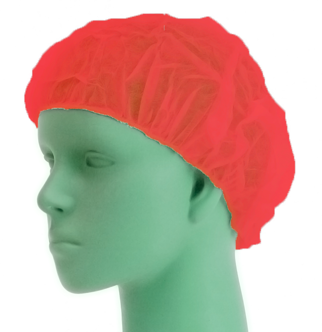 Color-Coded Red Polypropylene Bouffant Caps | CriticalTool